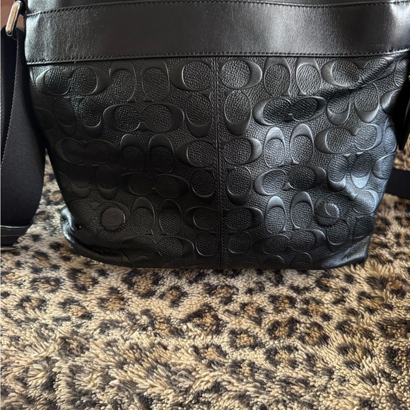 Coach | Bags | Coach Black Embossed Leather Messenger Bag | Poshmark